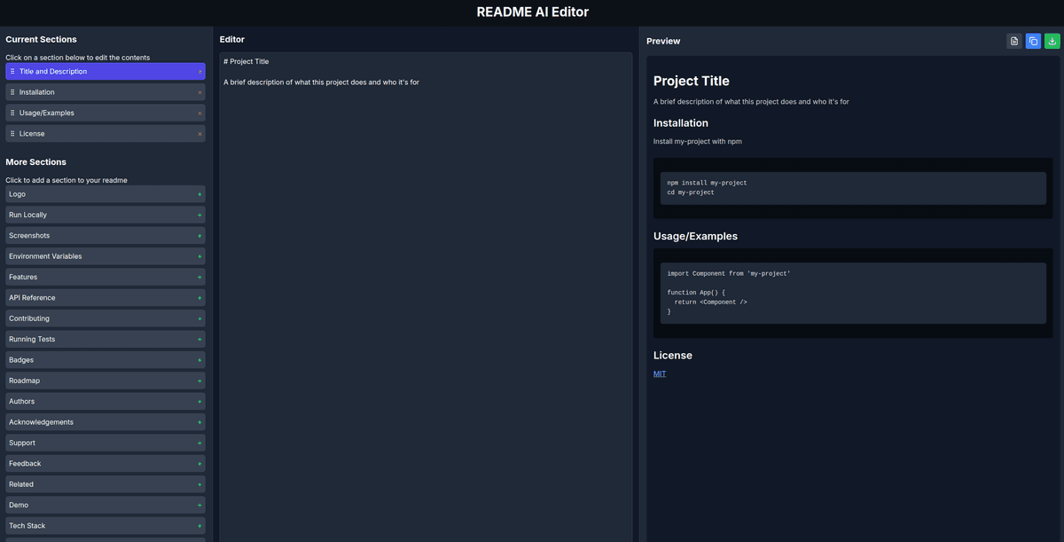 AI-Powered README Generator | GitDevTool